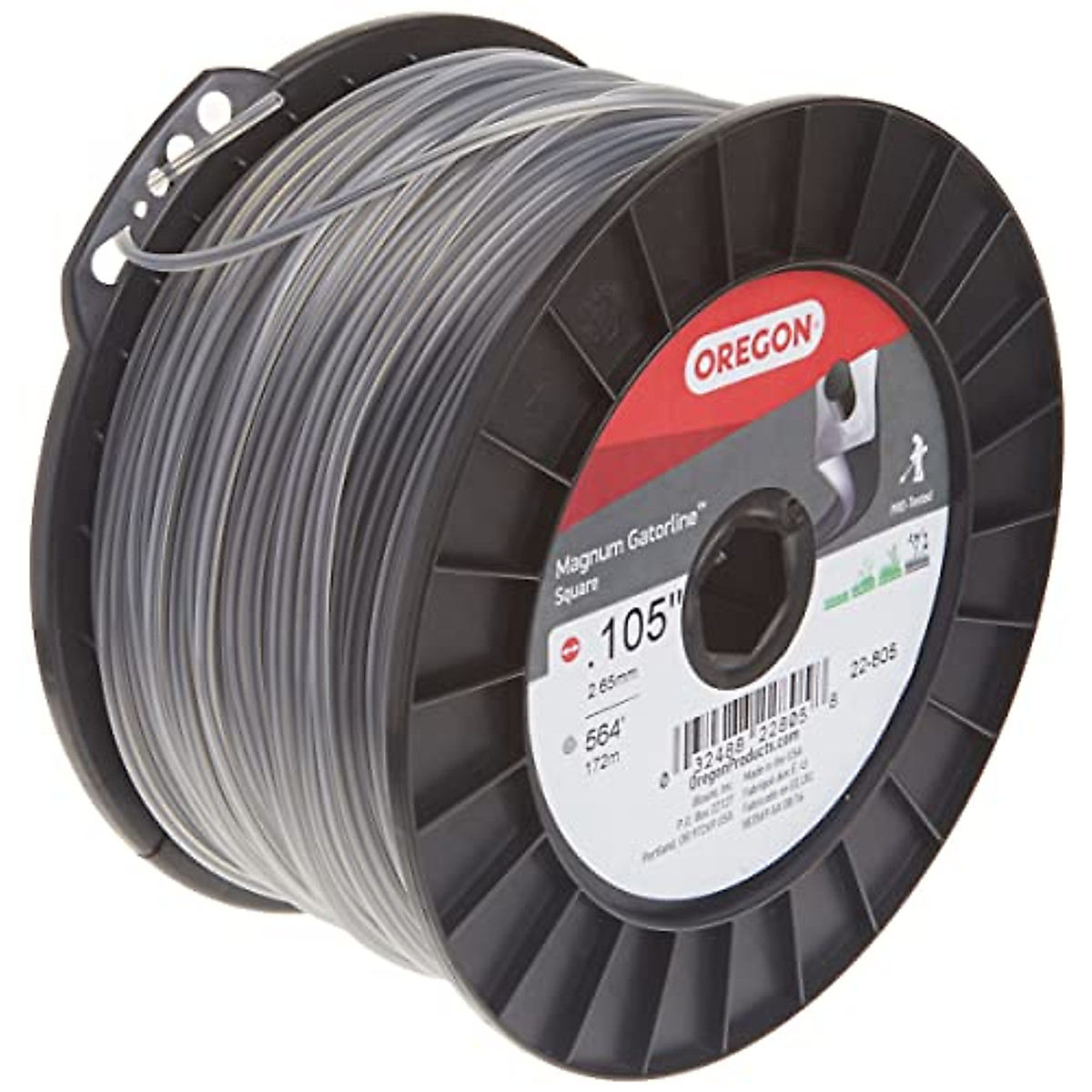 Oregon 22-805 Gatorline Heavy-Duty Professional Magnum 3-Pound Spool of .105-Inch-by-564-Feet Square String Trimmer Line Gray