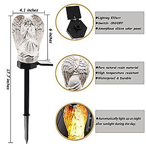 WAYDA Solar Light Outdoor Angle for Cemetery, LED Waterproof Angel Lamp, Solar Angel Lights for Garden, Balcony, Yard, Memorial Gifts