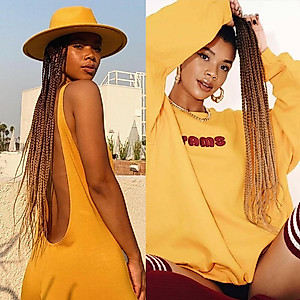 Ombre Box Braids Crochet Hair 6 Packs Goddess Pre looped Crochet Box Braids for Women Black to Honey Blonde Golden 3X Small Box Braided Knotless Braiding Hair Extensions(24 Inch,T1B/4/27#)