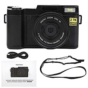 WiFi Digital Camera, Vlogging Camera 2.7K 48Mp Hd Digital Camera, 3Inch Rechargeable Small Digital Camera, 180° Rotation Cameras for Beginners