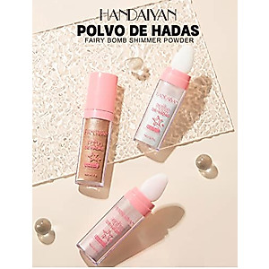 3 Color Polvo De Hadas Fairy Highlight Patting Powder Highlighter Body Brightens the Natural Three-dimensional Face Powder Blusher (Trio)