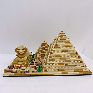 FULHOLPE Egyptian Pyramids Micro Bricks Mini Building Blocks Set (1,456 Pieces) - World Famous Architectural Model Set Modular Building Kit