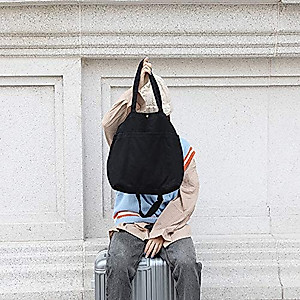 Jeelow Washed Canvas Tote Handbag Shoulder Bag Purse Crossbody With Pockets For Men & Women