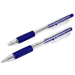 Clip Click Retractable Ball Point Pens, 1.0 mm Blue Ink, Set of 8