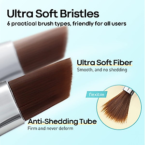 Modelones Nail Art Brush Set, Nail Art Tools with Nail Polish Brush, Nail Extension Gel Brush, Nail Liner Brush, Nail Carved Brush, Nail Dotting Pen, and Builder Nail Gel Brush for Salon at Home DIY