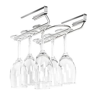 Tiilan Under Cabinet Stemware Rack, Hanging Wine Glass Holder for Kitchen, Bar, Pub - Stainless Steel, Pack of 1