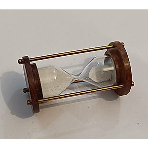 Sohrab Nauticals Wooden Brass Hourglass 4 inches 1 Minute Sand Timer | Sandglass | Sand Clock | Timer with Sparkling Natural White Sand for Home & Kitchen Office Table Desk || Rosewood sandtimer