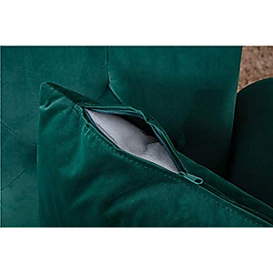 SZLIZCCC 63" Accent Sofa, Mid Century Modern Velvet Fabric Couch， Convertible Futon Sofa Bed ，Recliner Couch Accent Sofa Loveseat Sofa with Gold Metal Feet (Green)