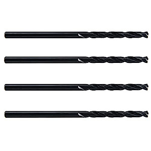 MAXTOOL 7/32"x6" 4pcs Identical Aircraft Extension Drills HSS M2 Extra Long Deep Twist Drill Bits Straight Shank Fully Ground Black; ACF02B06R14P4