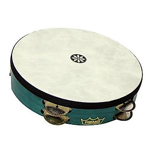 Remo Tar-Rine, 12" x 2-5/8", Fixed RENAISSANCE®, German Silver Jingle, 10 Pairs x 2 Rows, Venwood, Aqua, Layne Redmond