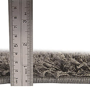 Rugs.com - Über Cozy Solid Shag Collection Rug – 5' x 8' Graphite Gray Shag Rug Perfect for Bedrooms, Dining Rooms, Living Rooms, 5 x 8 Feet