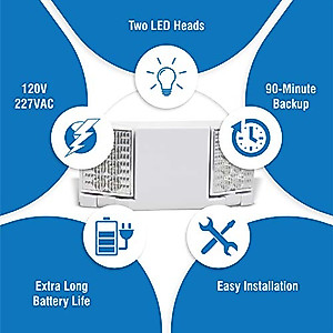 Ciata Led Emergency Lights with Battery Backup, for Home Power Failure, Hardwired with Adjustable Heads, Corded Emergency Light, Backup Battery, Emergency Lights for Business, Indoor Emergency Lights