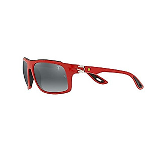 Ray-Ban RB4364M Scuderia Ferrari Collection Aviator Sunglasses, Red/Grey Mirrored Silver Gradient, 61 mm