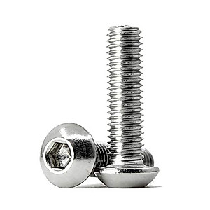 M8-1.25 x 40mm Button Head Socket Cap Screws, Stainless Steel 18-8, Allen Socket Drive, Full Thread, Machine Thread, Quantity 10