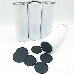 60pcs Rubber Bottoms for Sublimation Tumblers Protective Anti-Slip Silicone Bottom with Adhesive, Non-Slip Silicone Coaster Rubber Bottom for Wine Tumblers, Skinny Straight Tumblers, and Mason Jars