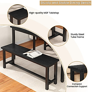 DKLGG Dining Benches, 39 Inch Kitchen Bench, Pair of 2 for Living Room, Bedroom, Industrial Entryway Bench Dining Room Benches with Metal Legs, Durable and Stable