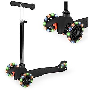 Best Choice Products Kids Mini Kick Scooter Toy w/ Light-Up Wheels, Height Adjustable T-Bar, Foot Break - Black