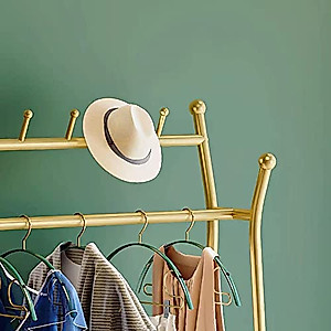 HEONITURE Gold Clothing Rack with Shelves, Rolling Garment Rack for Hanging Clothes, Heavy Duty Choset Clothes Rack for Indoor Bedroom Sturdy Steel Frame（31.5"）