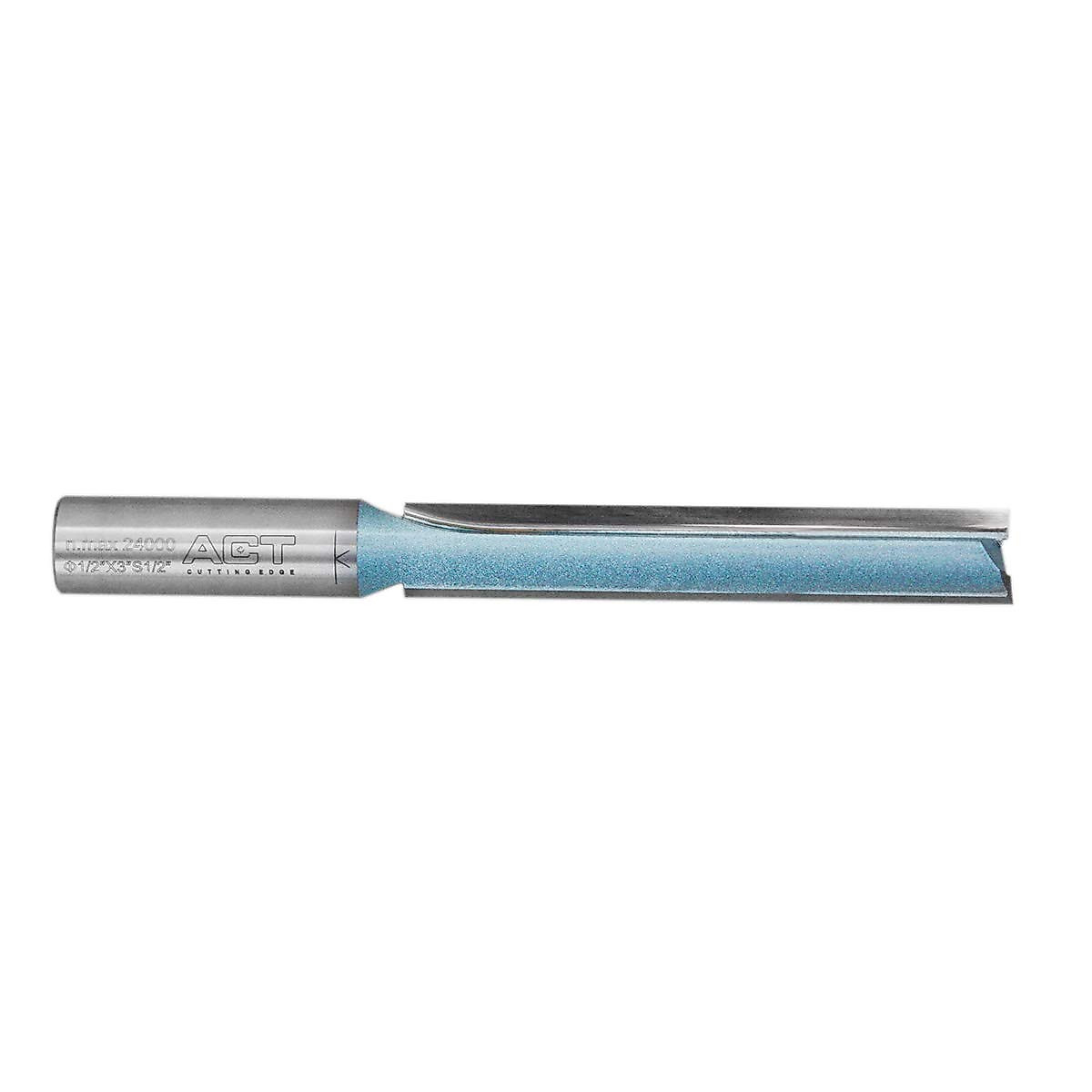 Accusize Industrial Tools Double Flute Extra Long Straight Carbide Tipped Router Bit, 1/2'' Diameter, 3'' Depth, 1/2'' Shank, 4.7'' Oal, 0021-0828