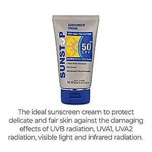 Sunstop Sunscreen Cream - Water and Sweat Resistant | Fast-Absorbing, Non-Greasy with Maximum Broad Spectrum SPF50+, 50ml