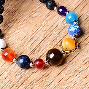 GelConnie Solar System Bracelet Universe Galaxy Bracelet The Eight Planets Guardian Star Bracelets Charm Stretch Bracelet Stone Beads Bracelet Meditation Relax Bangles Healing Gifts for Women, Men