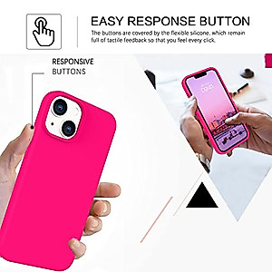 BENTOBEN Compatible with iPhone 14 Case, Soft Silicone Gel Rubber Bumper Microfiber Lining Hard Back Shockproof Protective Phone Cover for iPhone 14 6.1", Hot Pink