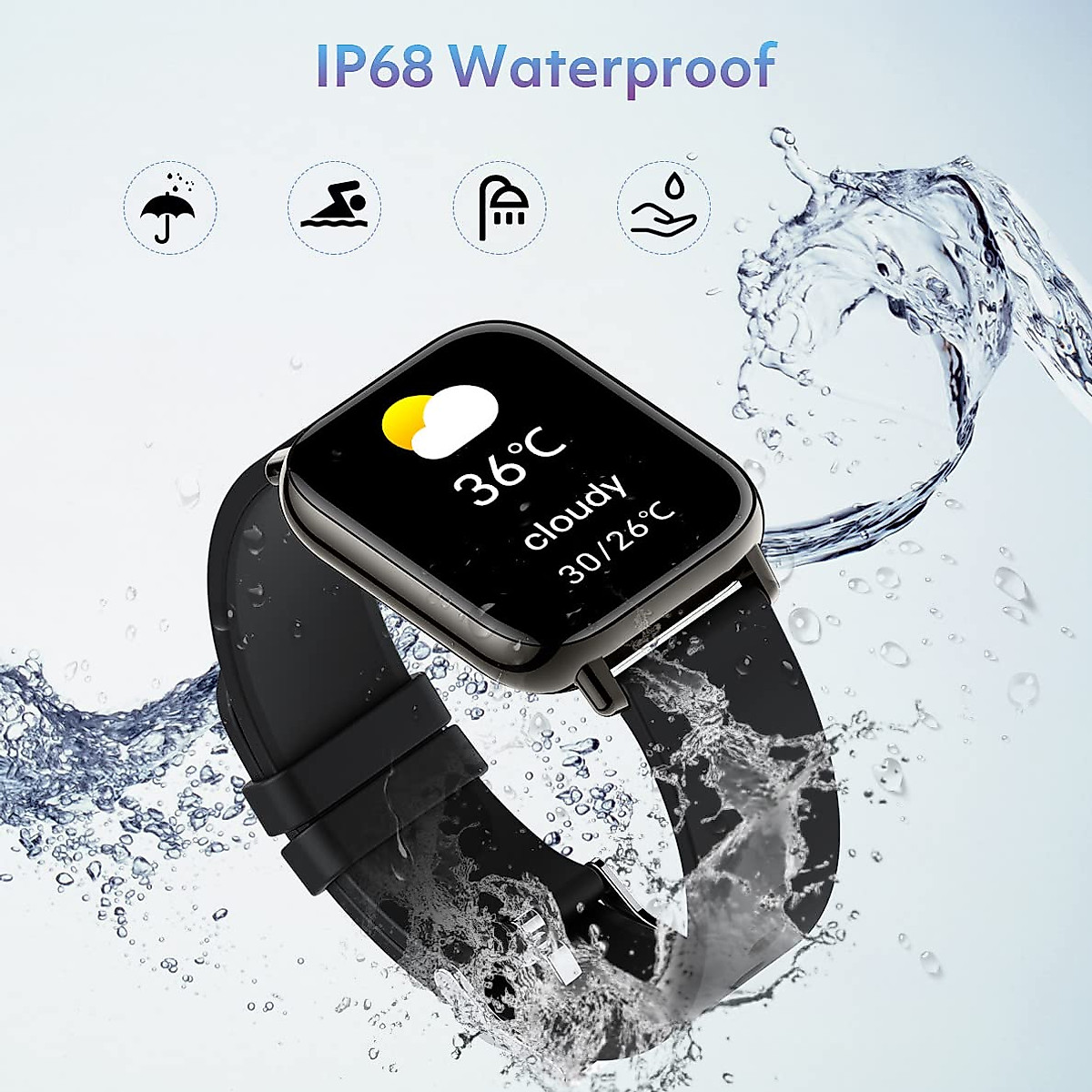 Smart Watch for Men Women, 5ATM Waterproof Fitness Tracker Smartwatch with Heart Rate Blood Pressure Sleep Monitor Step Calories Counter Outdoor Smart Watches for Android iOS Phones 24 Sports Model