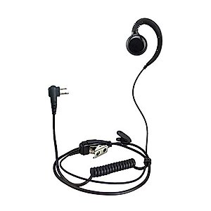 PROMAXPOWER Two Way Radio 1-Wire C-Shape Swivel Headset Earpiece PTT for Motorola CP88, CP100, CP185, CP200, CP200D, CLS1110, CLS1410, EP450