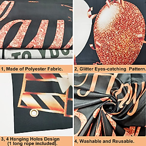 KOKAR Happy Birthday Decorations Banner, Large Black and Rose Gold Happy Birthday Banner Sign, Happy Birthday Backdrop for Girls Women Birthday Party Decorations