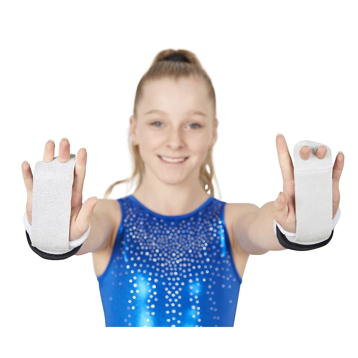 QALARO Hook & Loop Grips for Girls Gymnastics | Dowel Grips, 4" Wristbands, Grip Bag | Gymnastics Grips for Girls | Youth Bar Grips … (Large, Straight Cut)
