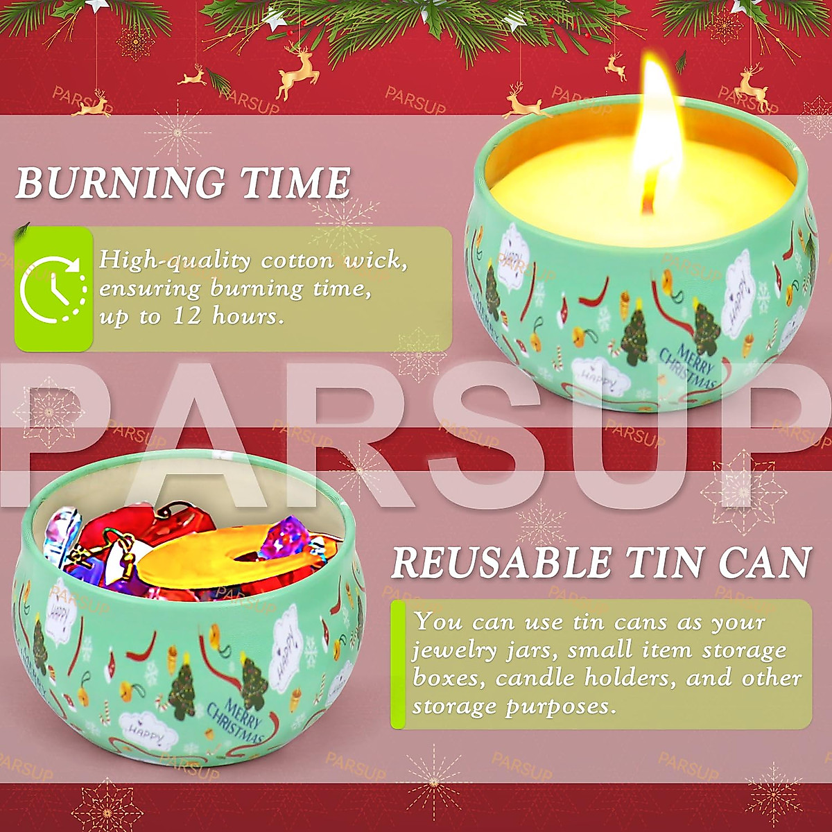 12 Pack Christmas Scented Candles, 2.5OZ Jar Candles, 12 Christmas Fragrances Scented Candle Set for Women, 12 Hour Burning Time, Candle Gift for Mom, Grandma, Teacher, Coworks