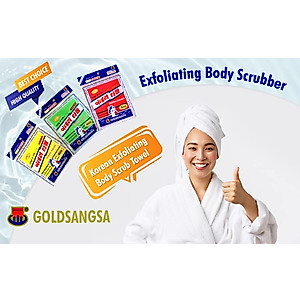 Korean Bath Exfoliating Washcloth Body Scrub Towel 8 Pcs - Red 4 Green 4 Small Size GOLDSANGSA