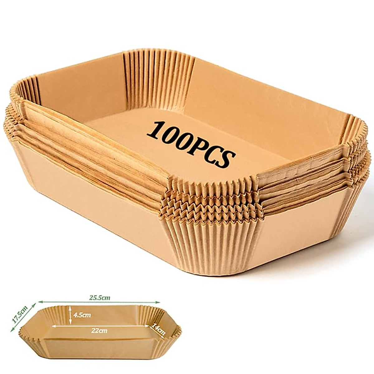 10 quart Rectangle Air Fryer Disposable Paper Liner (8 x 6 inches), 100PCS Food Grade Parchment Liners for Ninja DZ401, Ninja Foodi Dual Air Fryer XL