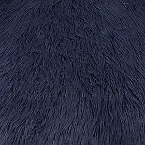 Texco Inc Luxury Shag Faux Fur Fabric, Navy 1 Yard