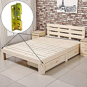 Luomorgo 4 Sets Bed Rail Brackets, Non-Mortise Bed Rail Fittings Bed Frame Brackets for Headboard and Footboard (with Screws)