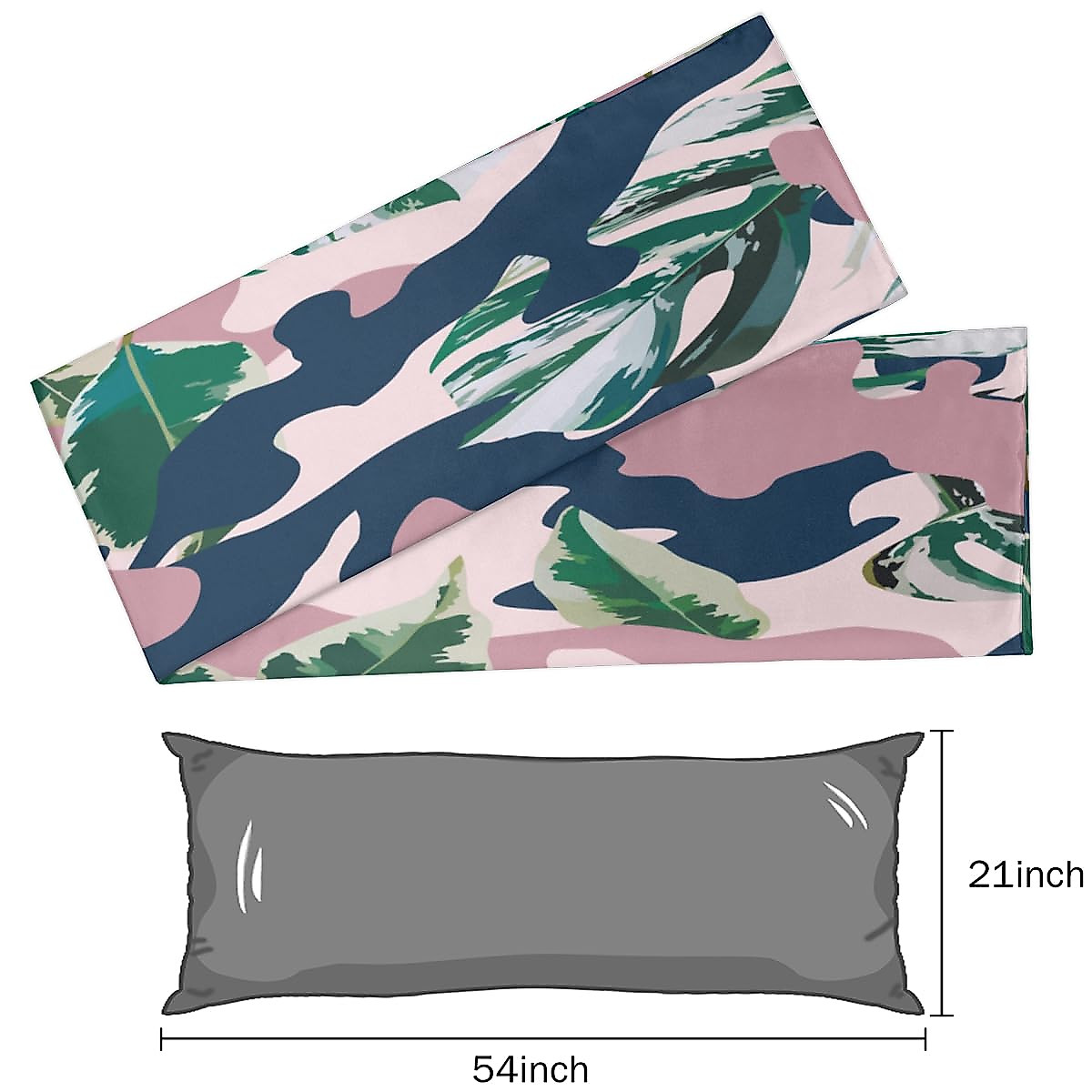 Camo Camouflage Body Pillow Covers Decorative Soft Bedding Satin Pillowcase with Zipper Closure Cooling Breathable Long Pillow Case-21"x 54"