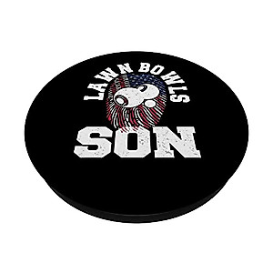 American Flag Fingerprint Patriotic Sports Lawn Bowls Son PopSockets Swappable PopGrip