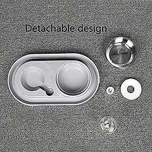 Double Dog Cat Bowls Water and Food Bowl Set，Detachable Stainless Steel Bowl Automatic Water Dispenser Bottle Pet Feeder for Small or Medium Size Dogs Cats Puppy Kitten Rabbit