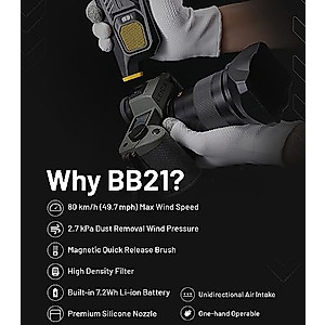 Nitecore Blowerbaby BB21 Electronic Cleaning Air Blower 2023 Version, 2.7kPa Dust Removal Wind Pressure, 80km/h Max Wind Speed, with Quick Release Brush, for Cameras Lens Cleaning and More