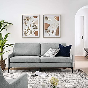 Modway EEI-6019-LGR Corland Upholstered Fabric Sofa, Light Gray