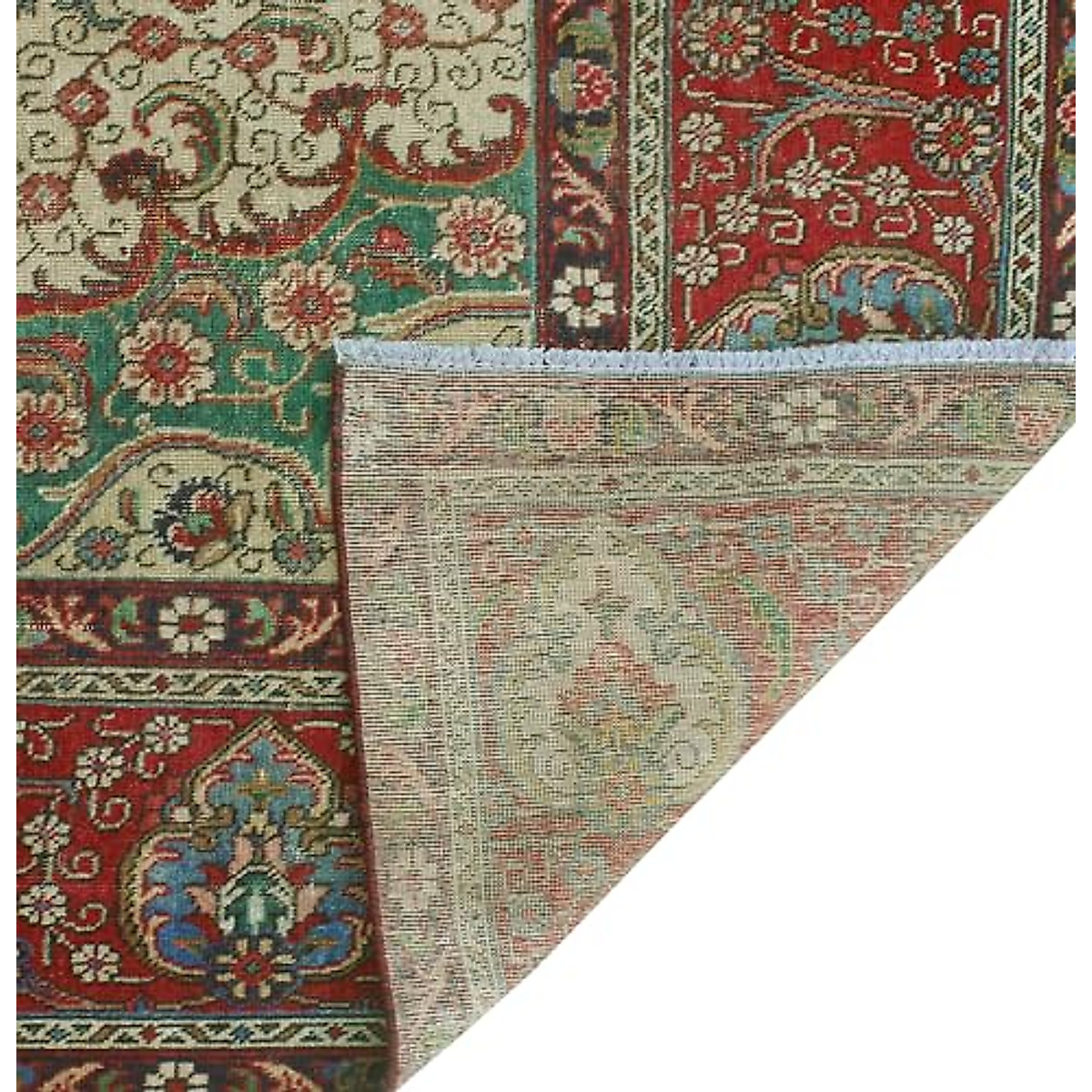 Noori Rug - Premium & Luxury Imported - Handmade Vintage Distressed Jayvee Rug - Red - Navy, 9'6" x 12'10" - Living Room - Dining Room - Bedroom