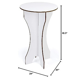 Displays2go, 20" w x 42" h Event Bar Table, Corrugated Cardboard, 3 Piece Design - White (FDCRDB42)