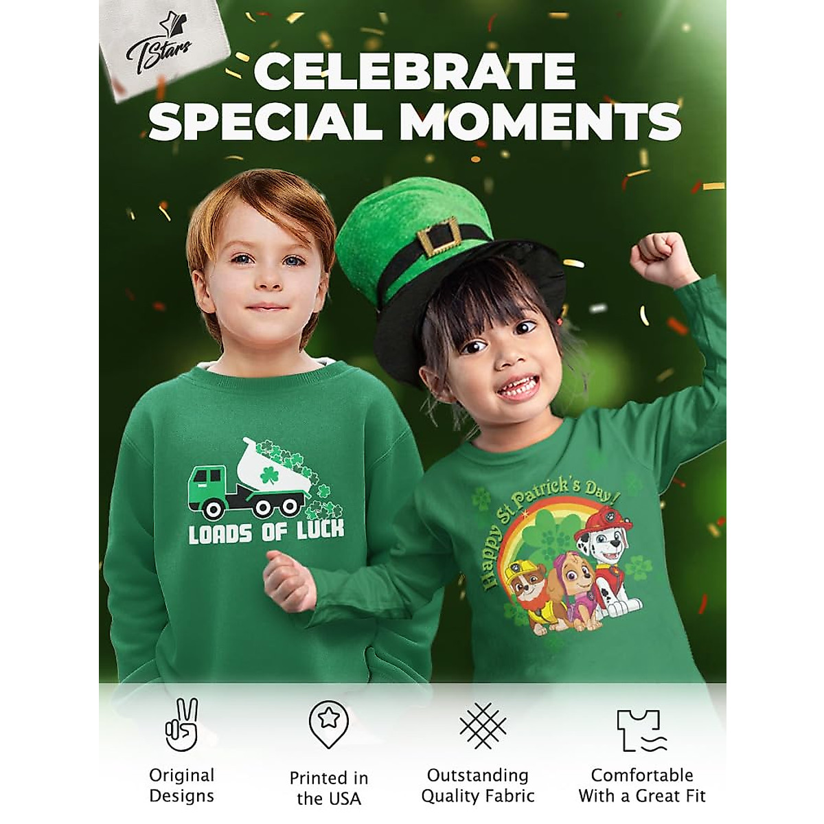 St Patrick Shirt for Boys Pattys Day T-Rex Leprechaun Toddler Kids T-Shirt 3T Green