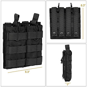 OneTigris Tactical Magazine Pouch, MOLLE Double Mag Pouches for M4 M16 Pmag G36 .223REM Stanag Lancer L5 FAB Ultimag Hexmag HX, Black DD09