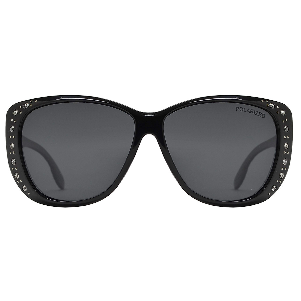 PZ - Polarized Women Sunglasses Wear to Cover Over Prescription Glasses UV Protection (Black Purple + Polarized Grey)