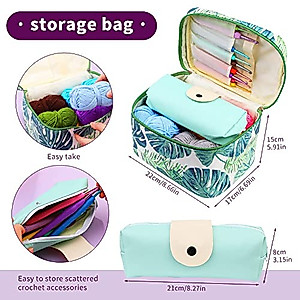 87 Pcs Crochet Kit for Beginners, Crochet Starter Kit, Crochet Needles Set with 12 Yarn Balls Plastic Sewing Needles Stitch Marker Storage Bag Knitting Accessories for Adults Kids Beginner Craft