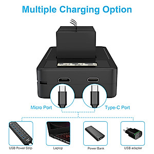 3 Pack Replacement Battery for Gopro Hero 8 Quick Charger Accessories with Digital Monitor 1800mAh Batteries Compatible with GoPro Hero 8 Black Hero 7 Black Hero 6 Black Hero 5 Black