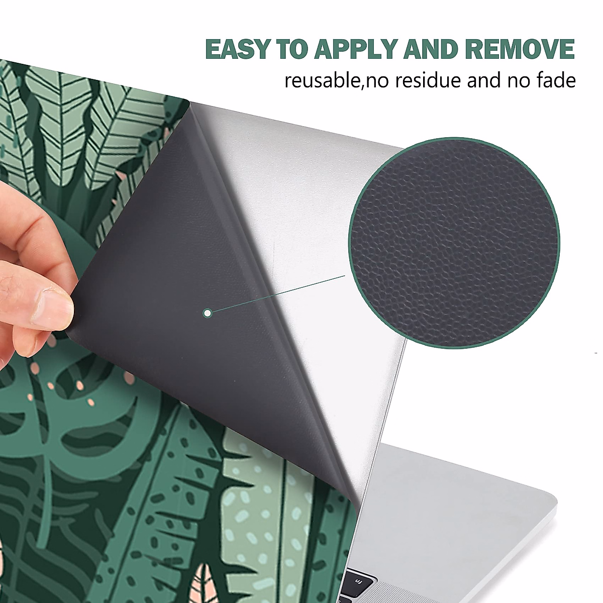 AIMSA Laptop Skin Sticker Decal, 12 13 13.3 14 15 15.4 15.6 inch Laptop Art Decal Protector Notebook Netbook PC 15.6" Universal Vinyl Cover, Pink Green Leaves