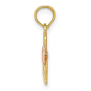 IceCarats 14K Two Tone Gold We Love Grandma Necklace Nana Charm Grandmother Pendant 16mm x Only