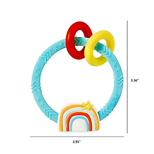 C.R. Gibson BTEE-24550 Colorful Rainbow Ring 100% Food Grade Silicone Teether for Babies, 3.15" W x 3.25" L, Multicolor